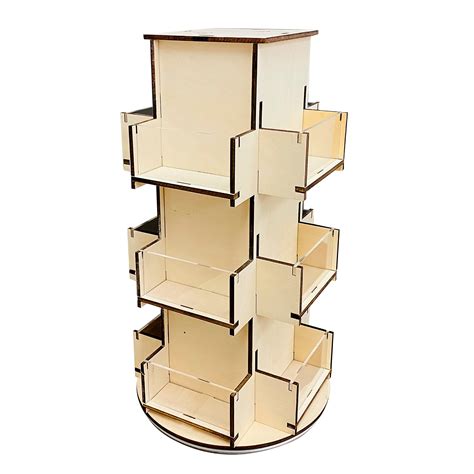Buy Rotating Display Stand 3 Tier Wooden Organizer 4 Sided Display