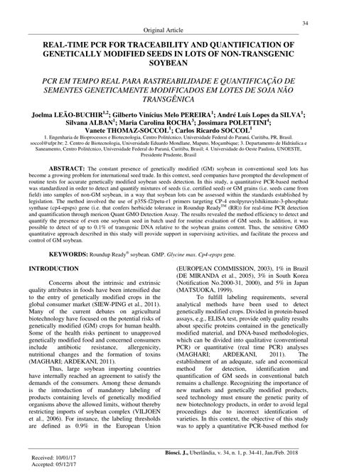 Pdf Real Time Pcr For Traceability And Quantification Of Genetically