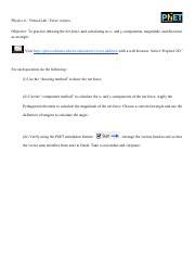 Force Vectors Lab 1 Pdf Physics 6 Virtual Lab Force Vectors Objective To Practice