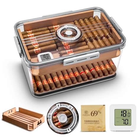 CIGARLOONG Cigar Humidor Large Accommodate 100 Cigars Built In Cedar