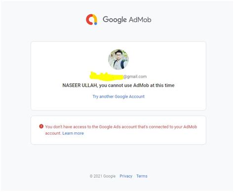 You Do Not Have Access To The Google Ads Account That Is Connected To Your AdMob Account