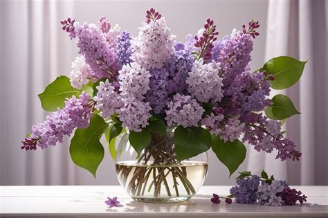 Premium Ai Image Lilac Bouquet In A Vase On White