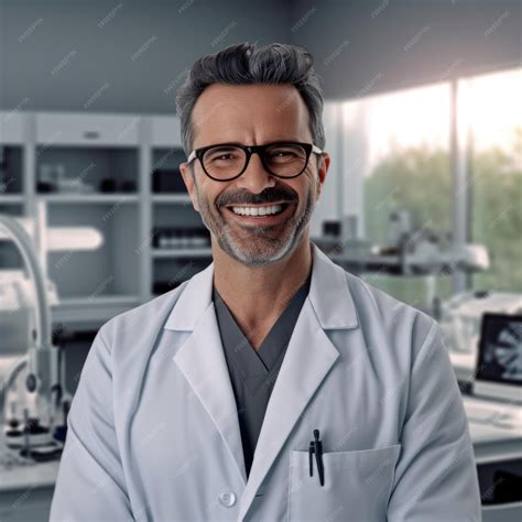Premium Ai Image A Man In A Lab Coat With A Smile On His Face