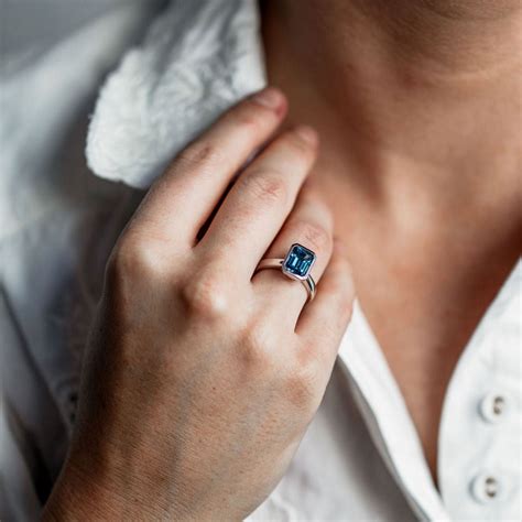 White Gold London Blue Topaz Ring Limited Edition Tasmania By Claudia