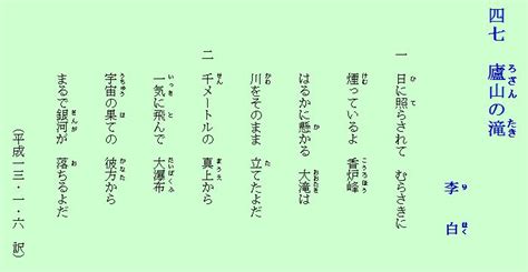 漢詩翻訳 47 廬山の滝 李白 原作