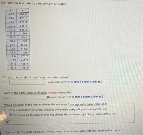 Solved The Following Bivariate Data Set Contains An Outlier