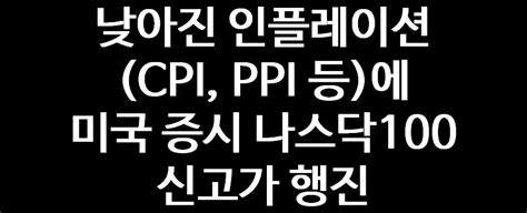 낮아진 인플레이션 Cpi Ppi 등에 미국 증시 나스닥100 신고가 행진