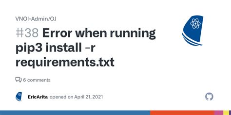 Error When Running Pip3 Install R Requirementstxt · Issue 38 · Vnoi Adminoj · Github