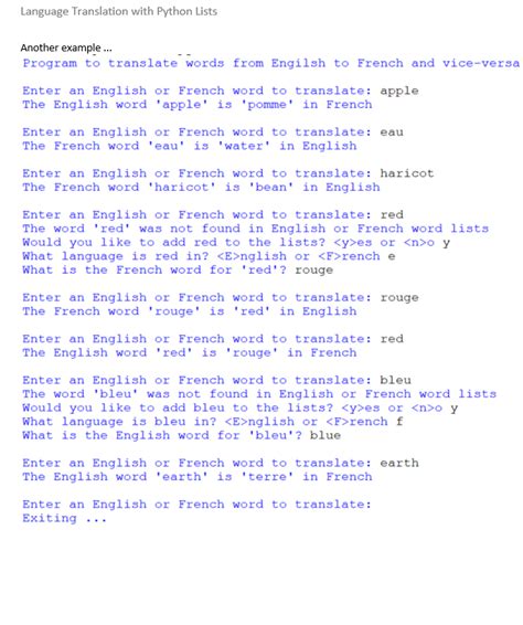 Solved Language Translation With Python Lists Your Goal Is Chegg