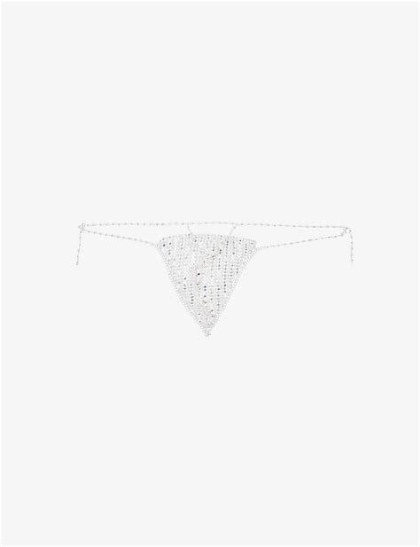 Bluebella X Ashish Triangle Cut Low Rise Embellished Thong In Silver