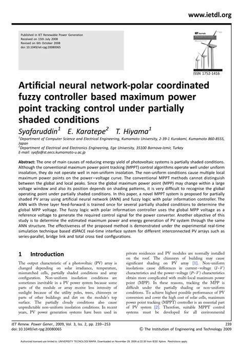 Pdf Artificial Neural Network Polar Coordinated Fuzzy Controller