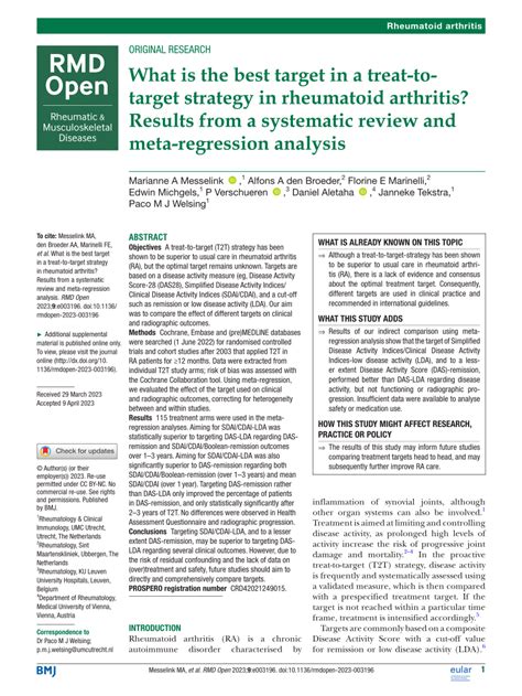 Pdf What Is The Best Target In A Treat To Target Strategy In