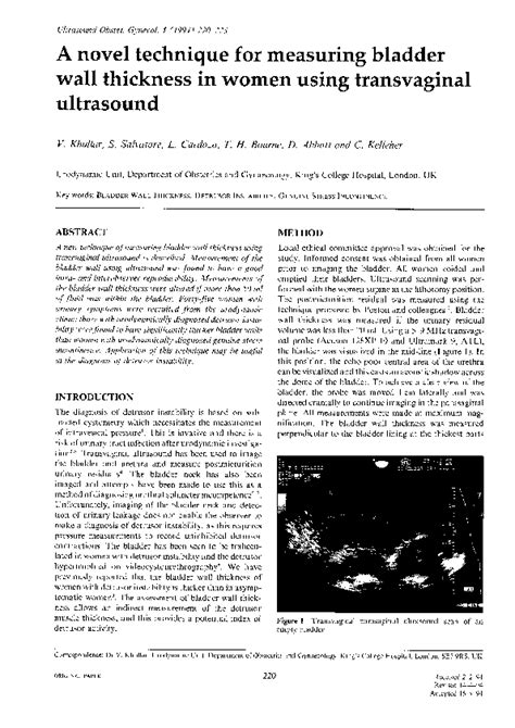 Pdf A Novel Technique For Measuring Bladder Wall Thickness In Women