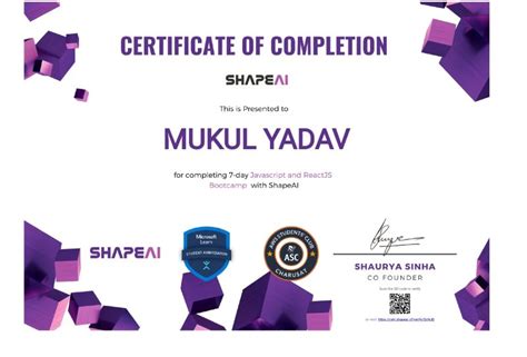 Mukul Yadav On Linkedin Shapeai Intership Bootcamp Javascript