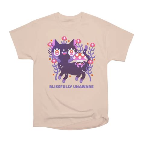Blissfully Unaware Cat And Mushroom Design T Shirt Tee T For Him