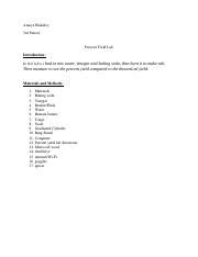 Percent Yield Lab Report Docx AmayaBlakeley RdPeriod PercentYieldLab Introduction