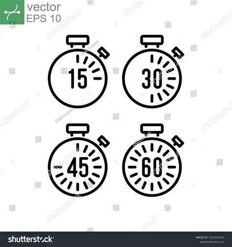 Stopwatch Set Every 15 Minutes Icon Stock Vector Royalty Free