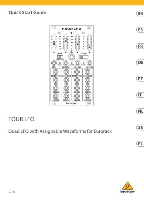 Behringer Four Lfo Quick Start Manual Pdf Download Manualslib
