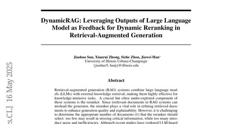 Dynamicrag Leveraging Outputs Of Large Language Model As Feedback For Dynamic Reranking In
