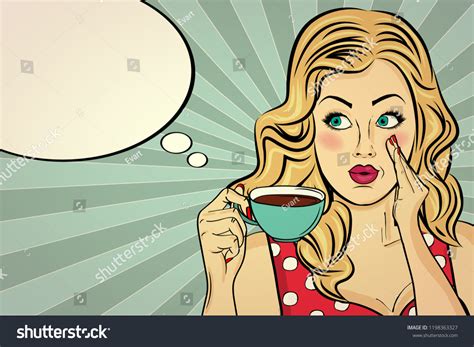 Sexy Blonde Pop Art Woman Coffee Stock Vector Royalty Free 1198363327