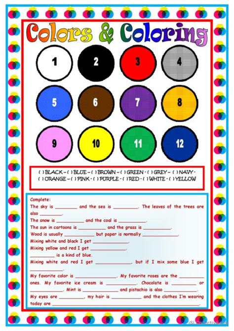 573 Coloring English Esl Worksheets Pdf And Doc