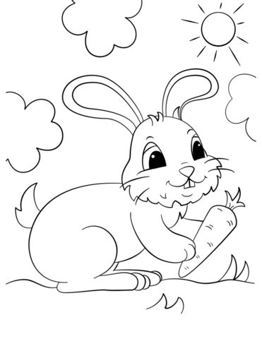 Dibujo De Conejo Lindo De Dibujos Animados Con Una Zanahoria Para