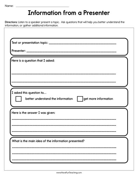 speaker worksheet