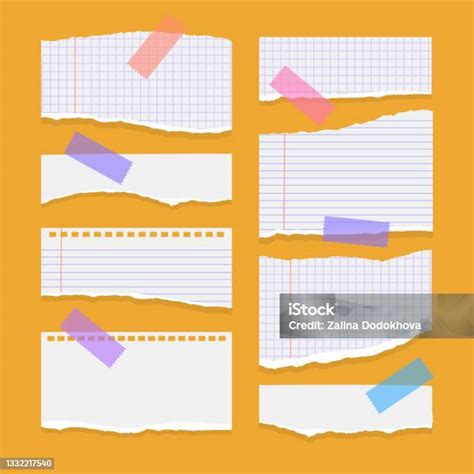 찢어진 찢어진 종이 시트의 흰색 주황색 배경에 노트북 종이 벡터 일러스트레이션 0명에 대한 스톡 벡터 아트 및 기타 이미지 0명 가장자리 끈적거리는 Istock