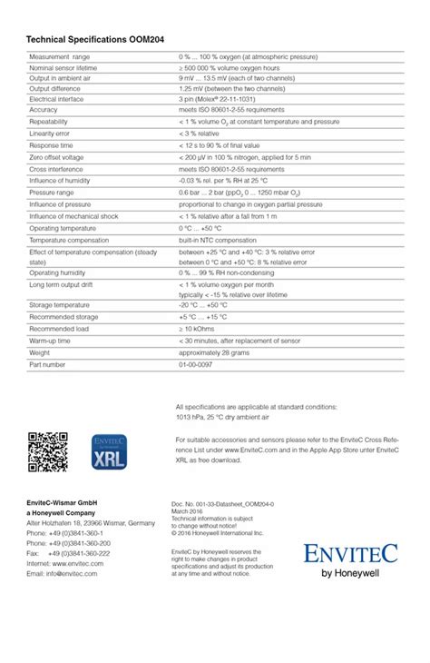 Oom204 E01 00 0097 Honeywell Envitec Oxygen Sensor At ₹ 7400 Piece Medical Oxygen Sensors In