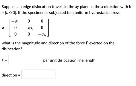 Suppose An Edge Dislocation Travels In The Xy Plane Chegg