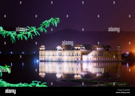 The Famous Landmark Jal Mahal Water Palace In Jaipur At Night This