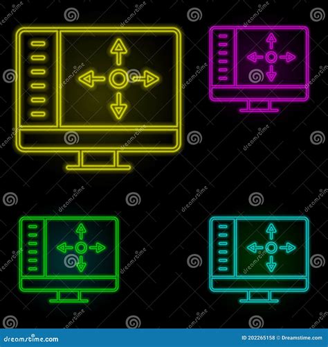 Augmented Reality Control Monitor Neon Color Set Icon Simple Thin Line Outline Vector Of