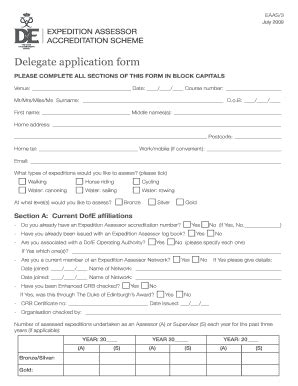 Fillable Online Delegate Application Form EAAS Fax Email Print