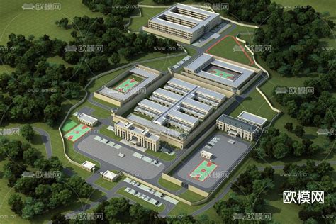现代监狱鸟瞰免费3d模型下载 Id14128332 3dmax免费模型 欧模网