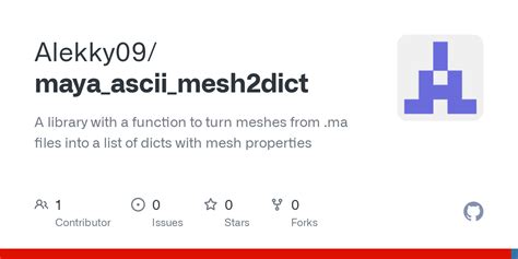 Github Alekky Maya Ascii Mesh Dict A Library With A Function To