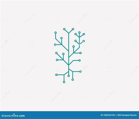 Tree Technology Line Art Logo Cartoon Vector 247266709