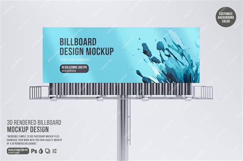 Premium Psd A Rendered Rectangular Billboard Mockup Front View