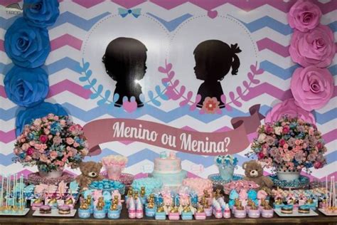 Chá De Bebê Revelação Convite Bolo Decoração Lembrancinha E Ideias