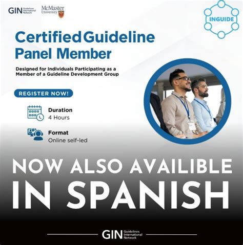 Inguide Guideline Group Panel Member Course Has Just Launched In Spanish Gin