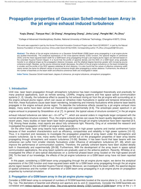 Pdf Propagation Properties Of Gaussian Schell Model Beam Array In The