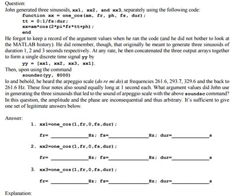 John Generated Three Sinusoids Xx1 Xx2 And Xx3