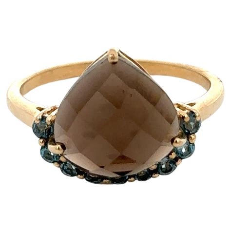 14k Yellow Gold Blue Topaz And Diamond Ring 46gr For Sale At 1stdibs