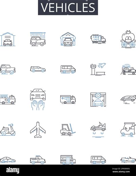 Vehicles Line Icons Collection Learning Online Education Curriculum