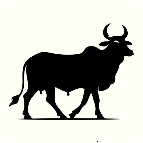 Ilustração vetorial da silhueta de vaca indiana vetor Premium gerado