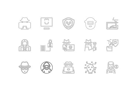Hacker Icons Set Outline Style And Simple Collection Packs 9222793 Vector Art At Vecteezy