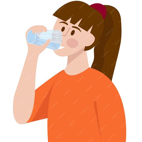 Premium Vector Woman Drinking Water From A Glassholding It In Her