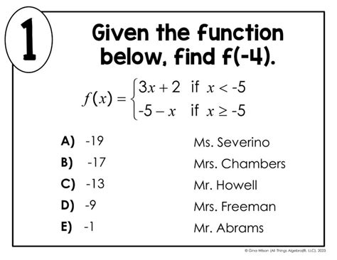 Piecewise Functions Linear Functions Only Math Lib Activity All Things Algebra®
