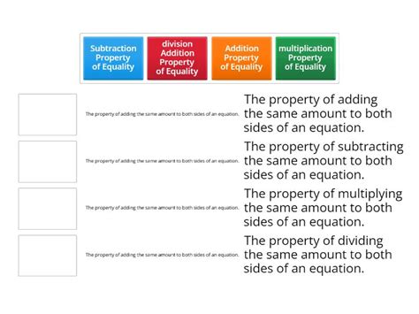 Properties Of Equality Of Equation Vocabulary Match Up