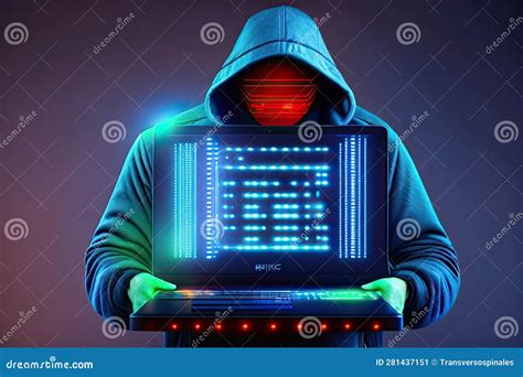 Hacker Use Laptop With Binary Code Background Stock Illustration