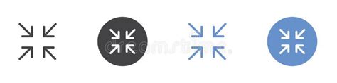 Minimize Icon Flat Set In Black And White Color Stock Illustration